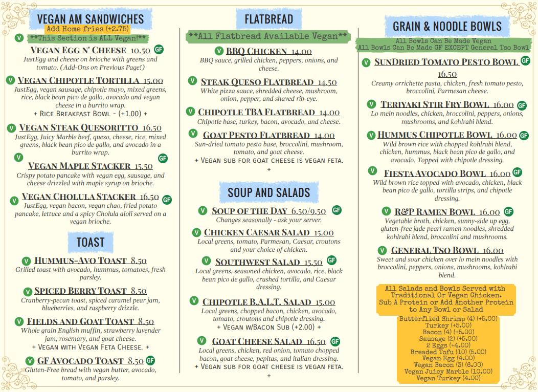 Menu at Root and Press, LLC restaurant, Worcester