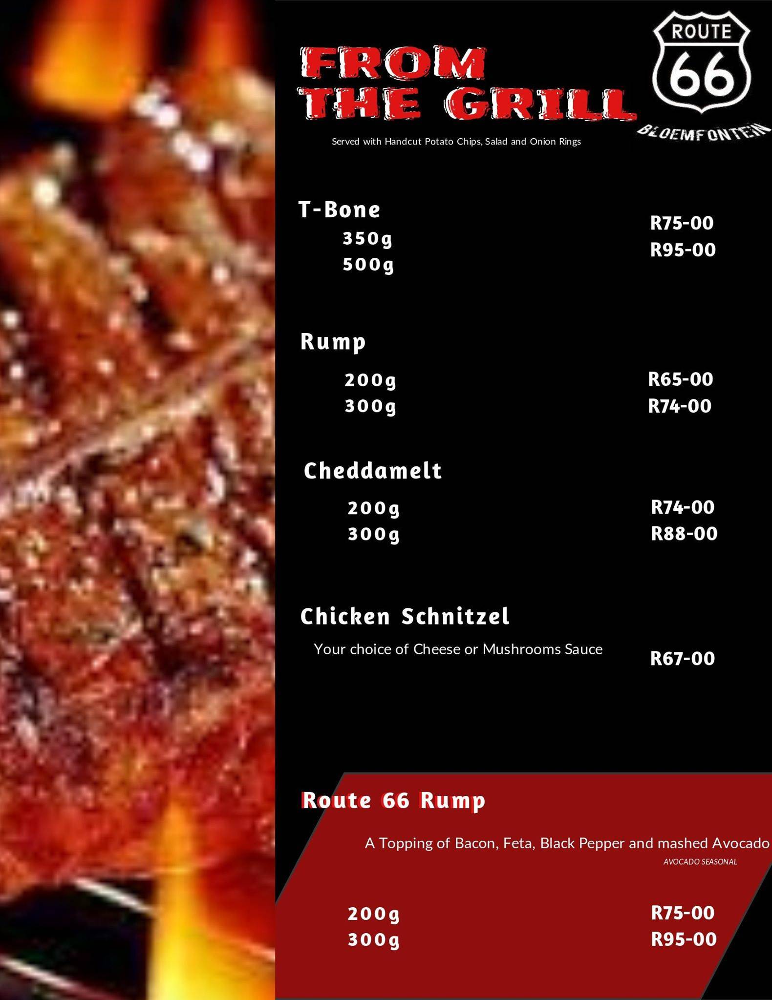 Menu at Route 66 Bar & Restaurant, Bloemfontein