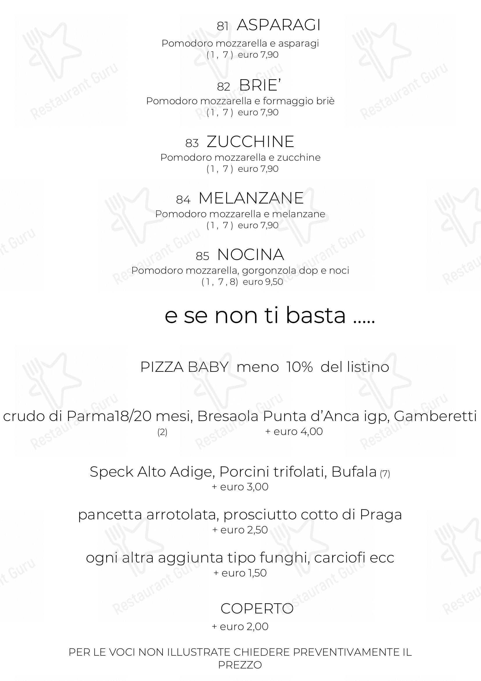 Menu da Pizzeria Trattoria da Giorgio, Roverbella