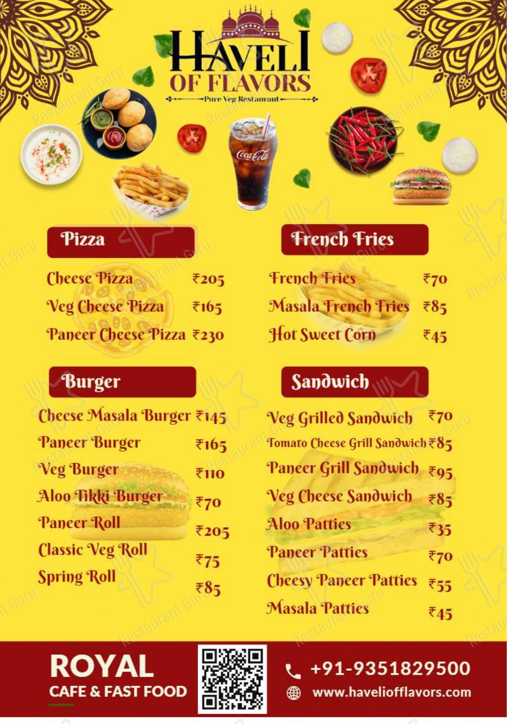 Menu at Royal Cafe & Fast Food, Haveli of Flavors, Jaipur