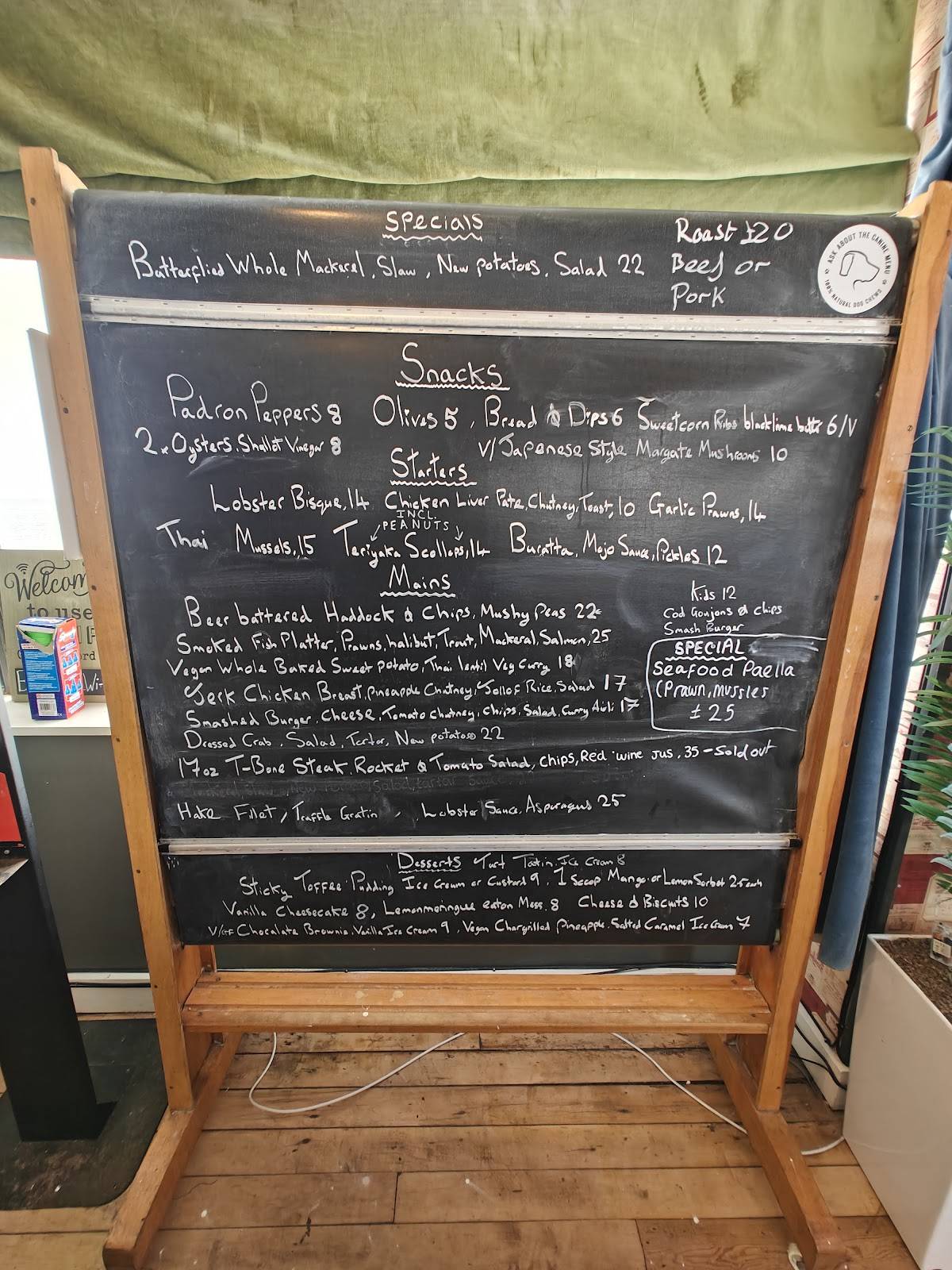 Menu at Royal Harbour Brasserie restaurant, Ramsgate, Royal