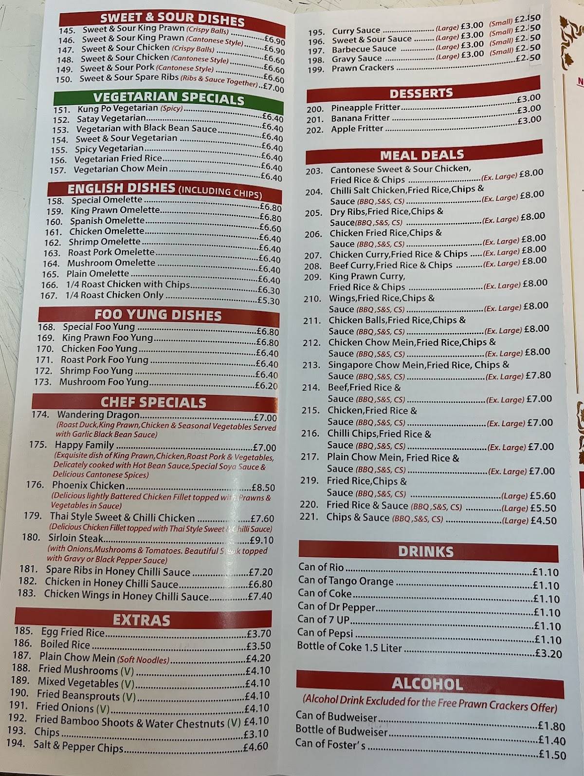 Menu at Ruby Chinese Takeaway restaurant, West Bromwich, 318 Beaconview Rd