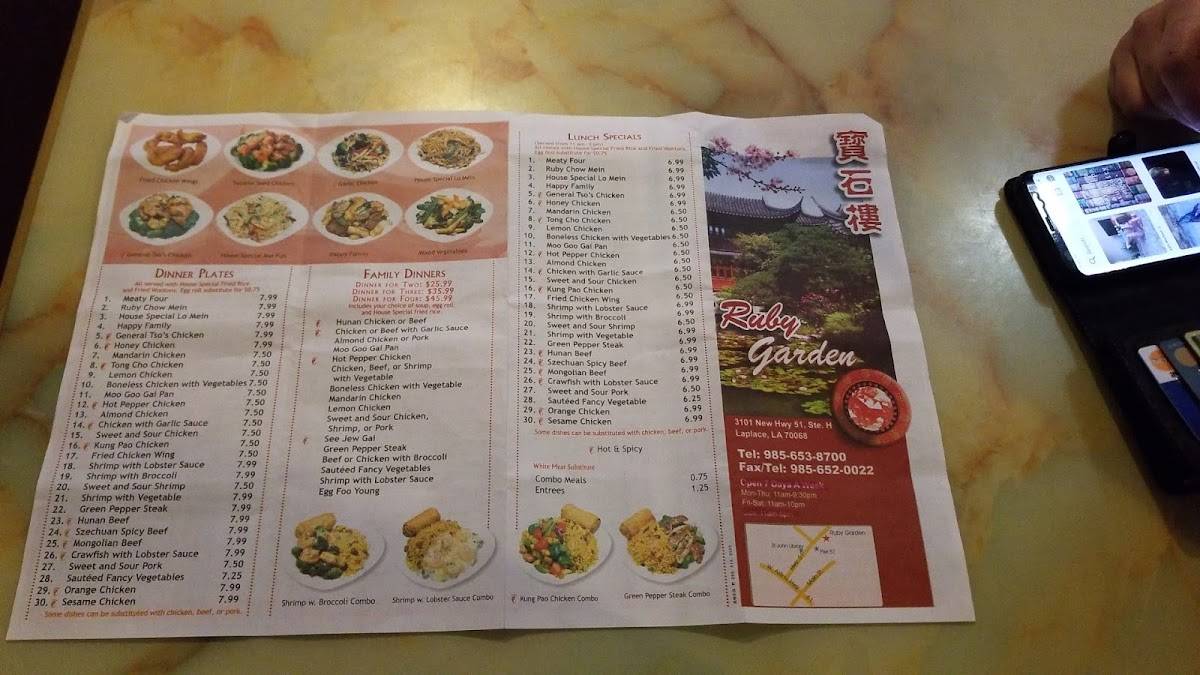 Menu at Ruby Garden Chinese Restaurant, LaPlace, US-51