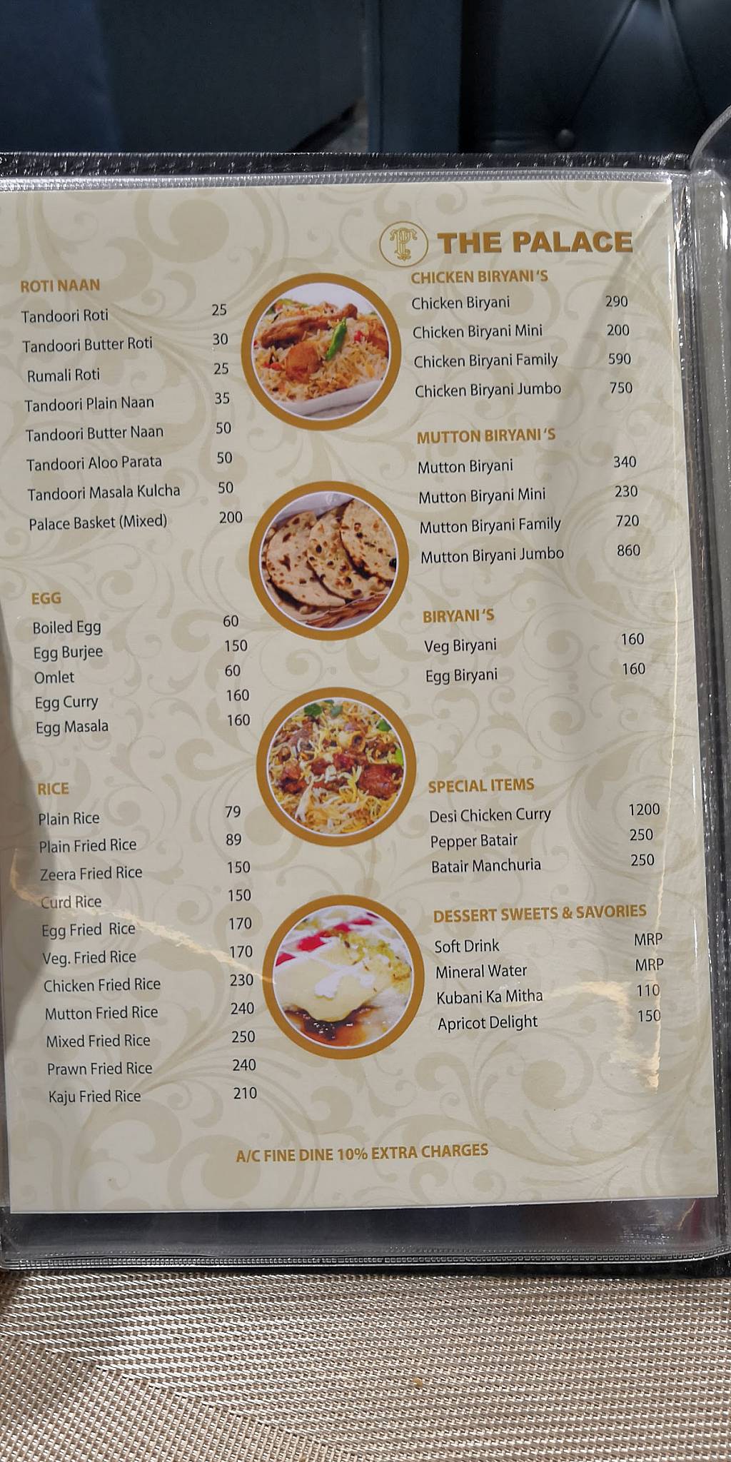 Menu at The Palace Hotel NH9, Rudraram