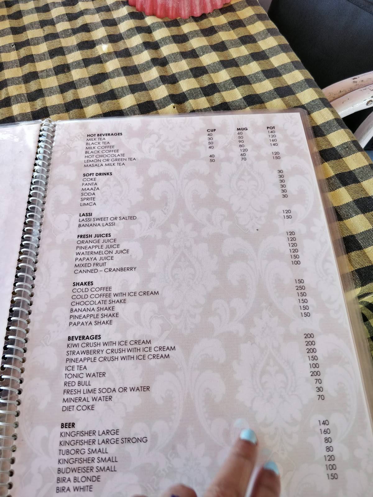 Menu at Rudy's Golden Mermaid Beach Shack, Calangute