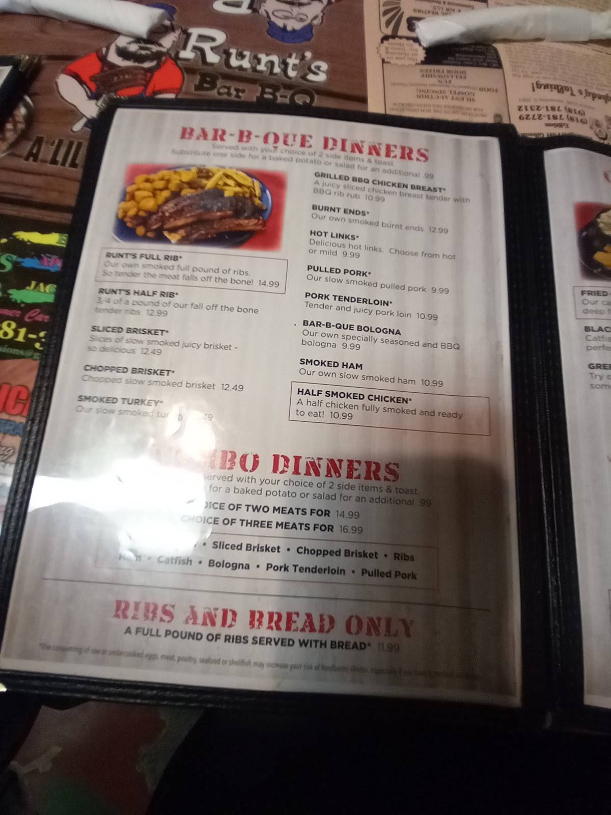 Menu at Runts Bar BQ & Grill, Muskogee