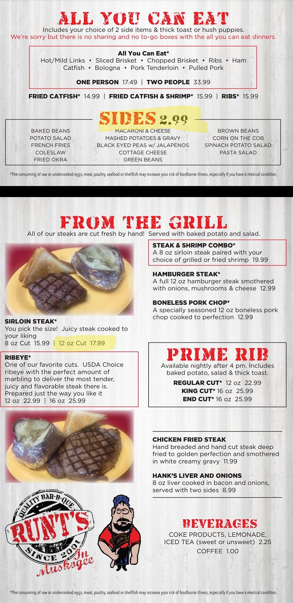 Menu at Runts Bar BQ & Grill, Muskogee
