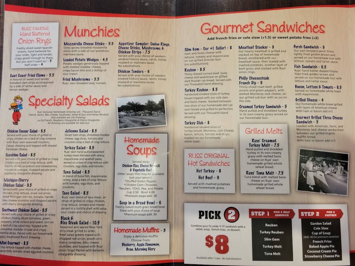 Menu at Russ' Restaurant, Grandville, Chicago Dr SW