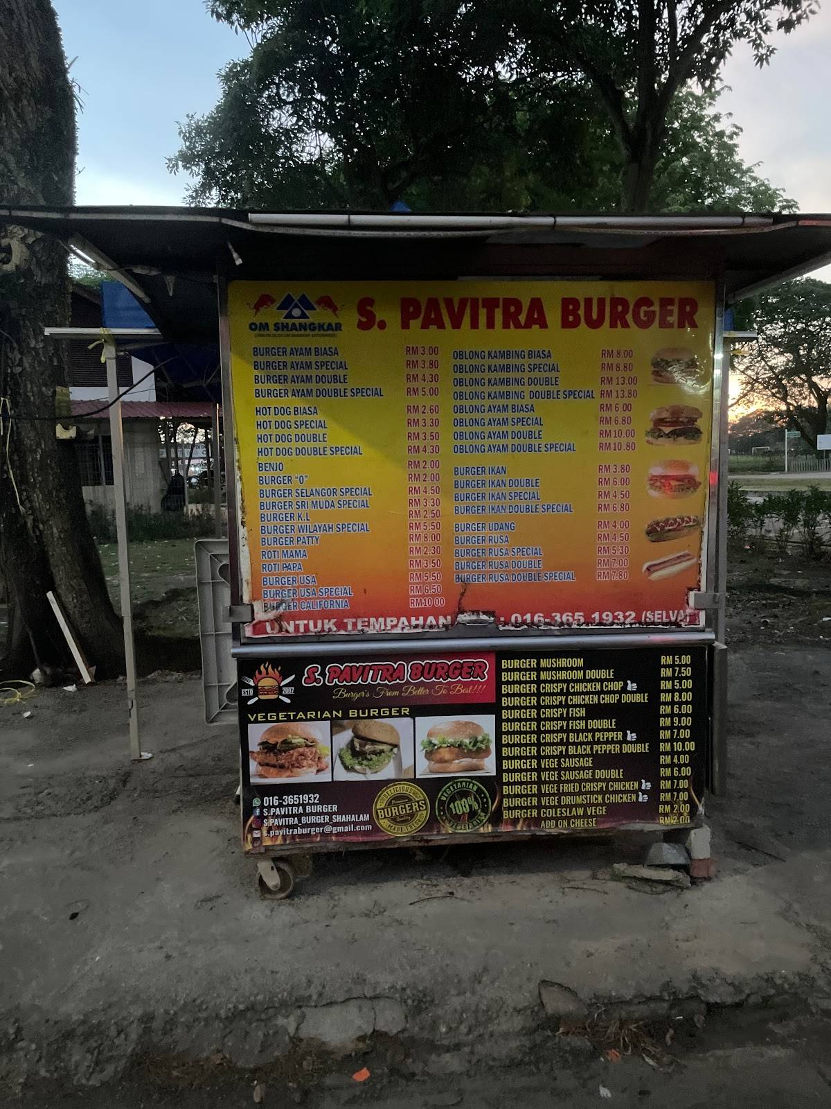 Menu at S.Pavitra Burger Stall restaurant, Shah Alam