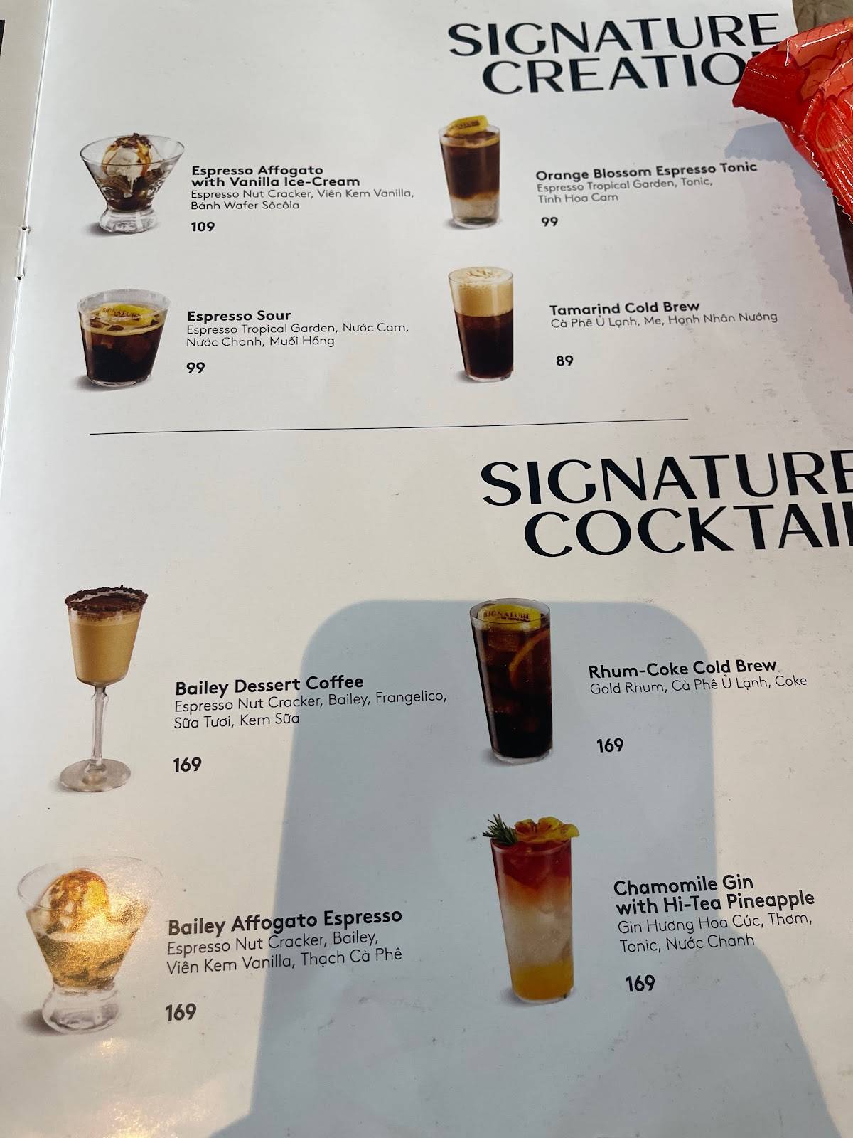 Carta de SIGNATURE By The Coffee House, Ciudad Ho Chi Minh (Saigón)