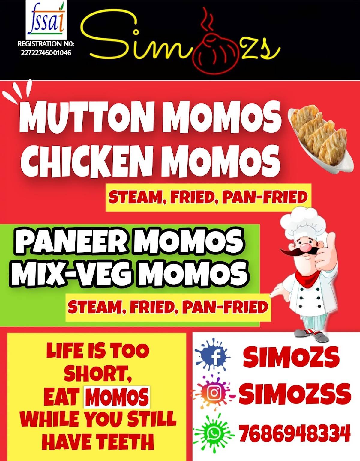 Menu at SIMOZS (BEST MOMOS IN LUCKNOW) VEG MOMOS & NON-VEG MOMOS ...