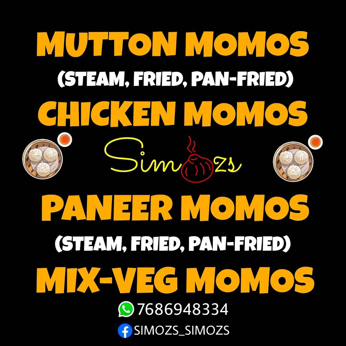 Menu at SIMOZS (BEST MOMOS IN LUCKNOW) VEG MOMOS & NON-VEG MOMOS ...