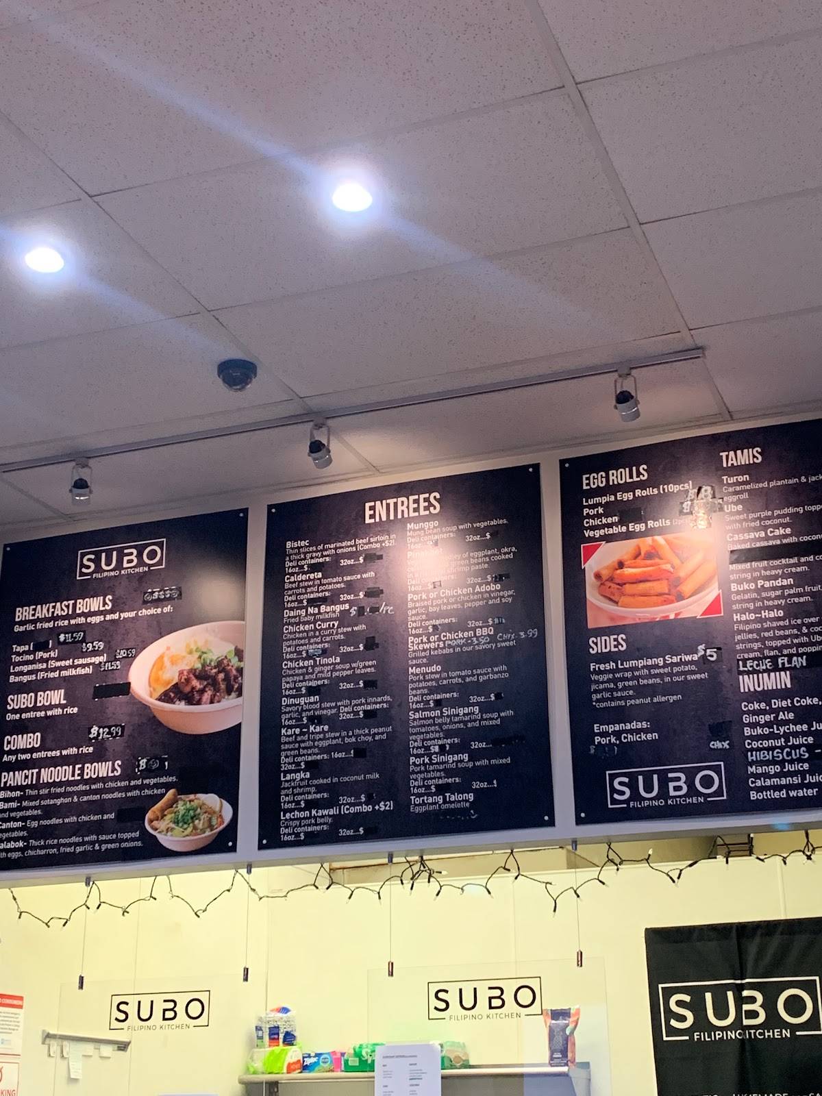 Menu at SUBO Filipino Kitchen restaurant, Chicago