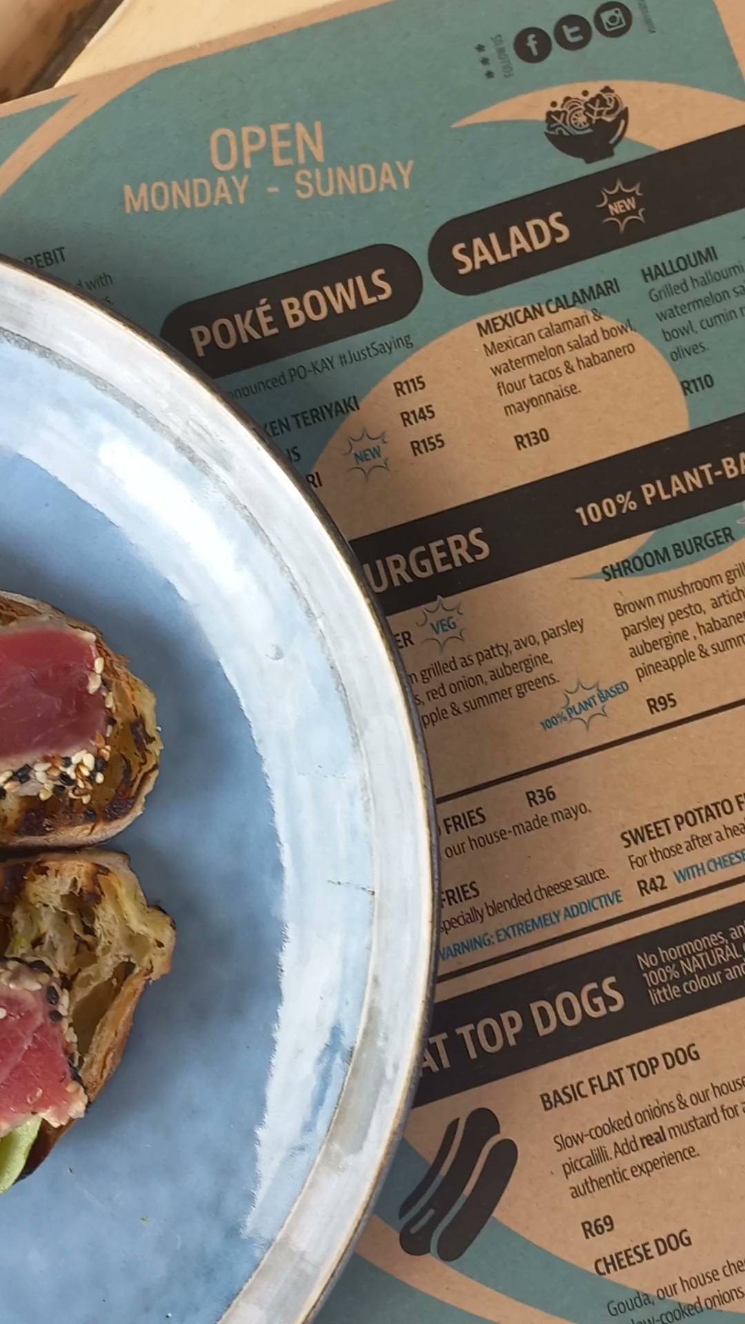 Menu at SURF RIDERS SOUTH BEACH @ BEACHFRONT restaurant, Durban