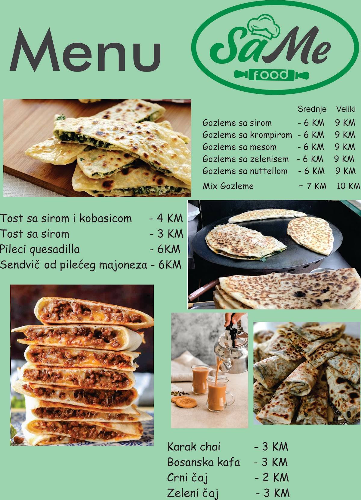 Carta de SaMe Food turska kuhinja, Sarajevo