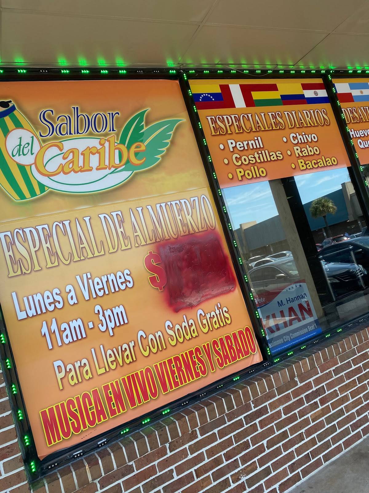 Menu at Sabor del Caribe restaurant, Kissimmee, W Vine St