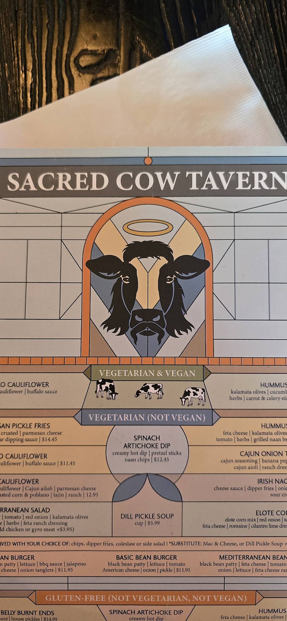 Menu at Sacred Cow Tavern pub & bar, Cedar Rapids