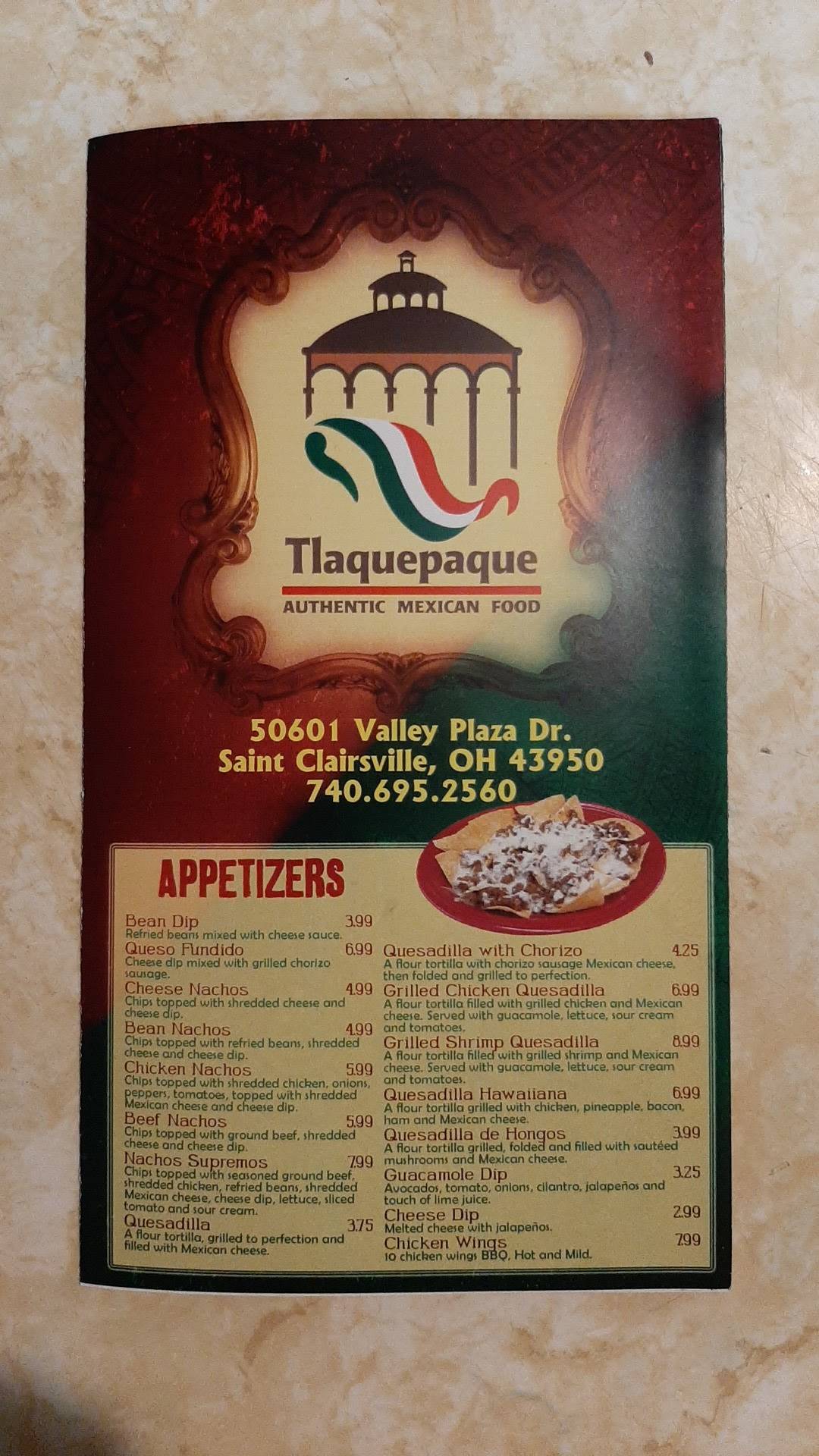 Menu at Tlaquepaque Mexican Grill & Restaurant, Saint Clairsville ...