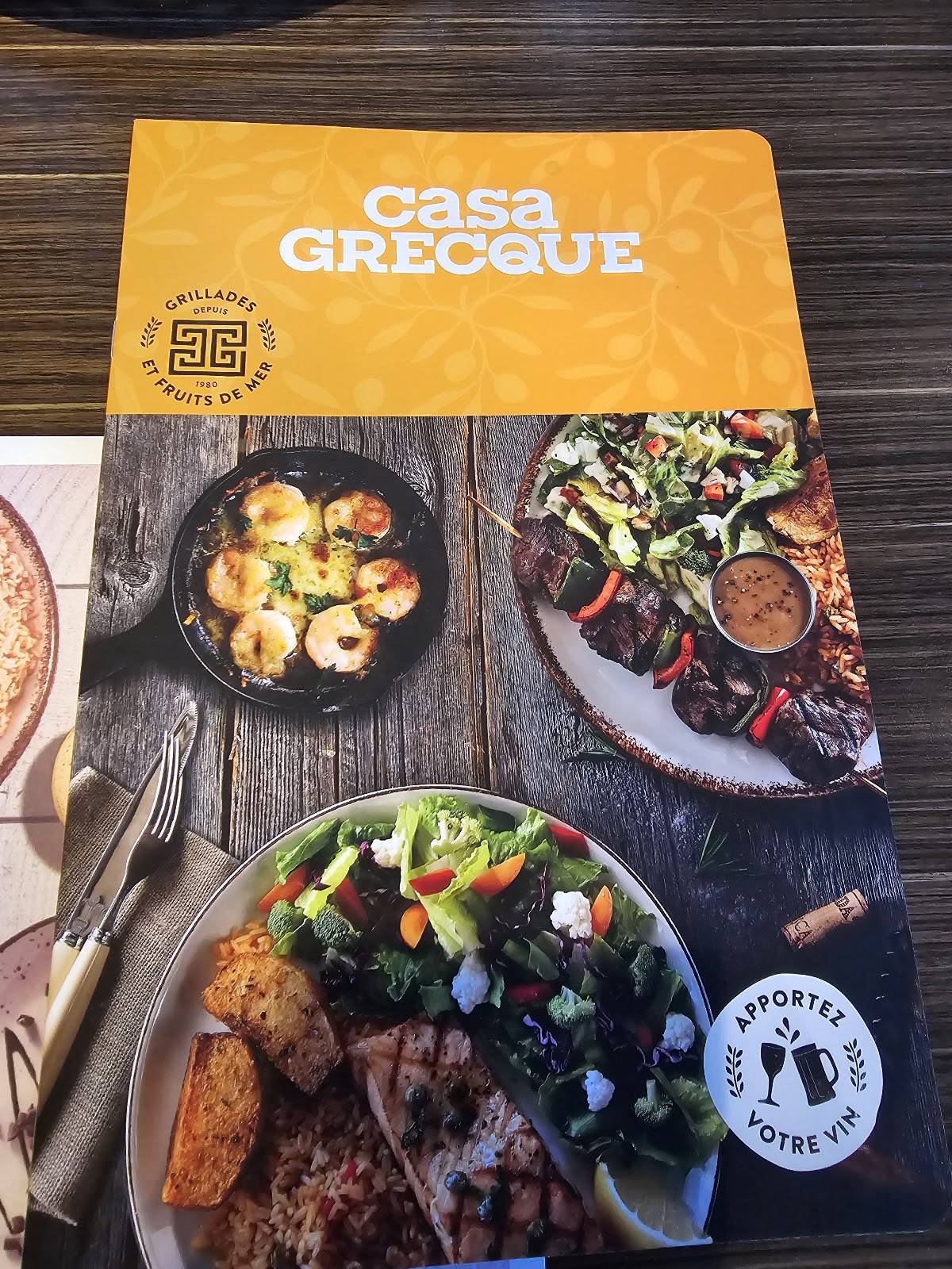 Menu au Casa Grecque restaurant, Saint-Eustache