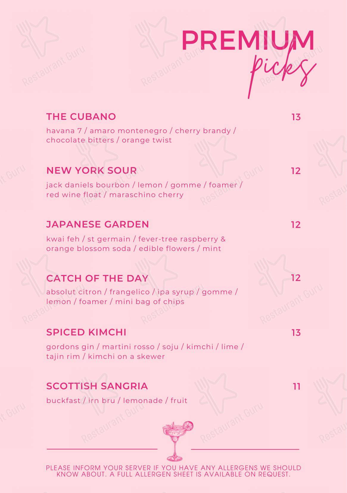 Menu at Saint Judes Glasgow pub & bar, Glasgow