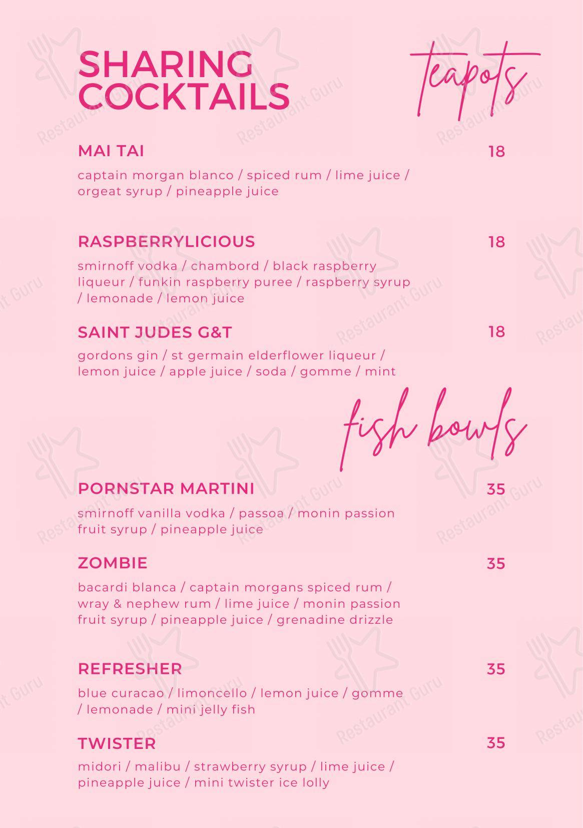 Menu at Saint Judes Glasgow pub & bar, Glasgow