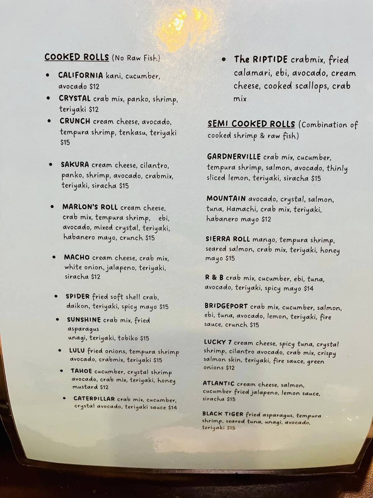 Menu at Sakura Sushi & Poke restaurant, Gardnerville
