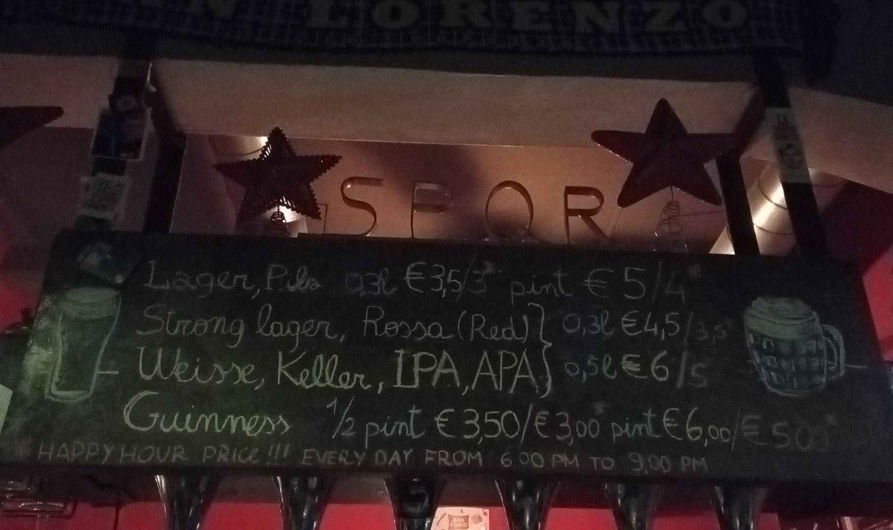 Menu da Sally Brown - Rude Pub, Roma