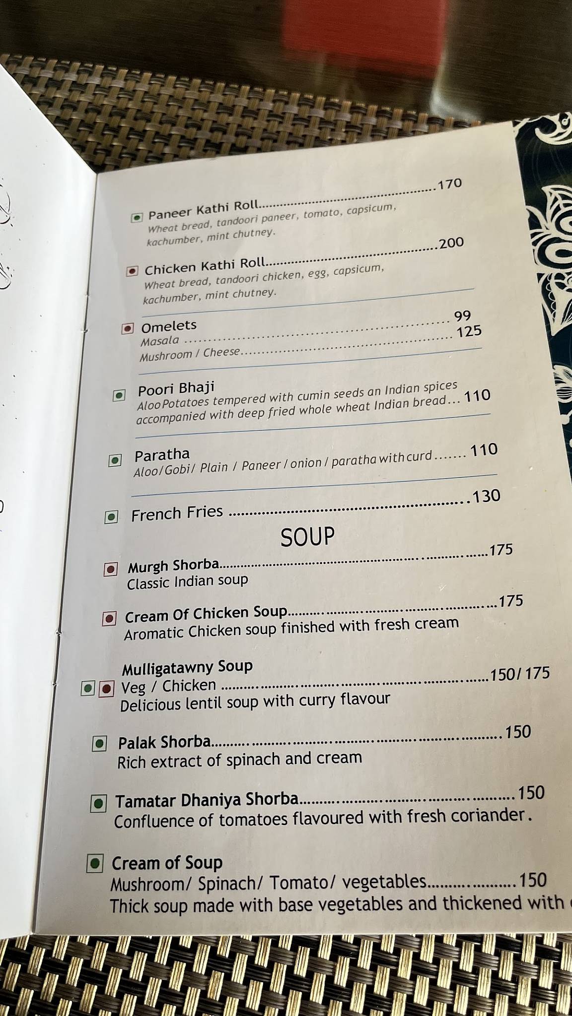 Menu at Salt Restaurant, Mysuru