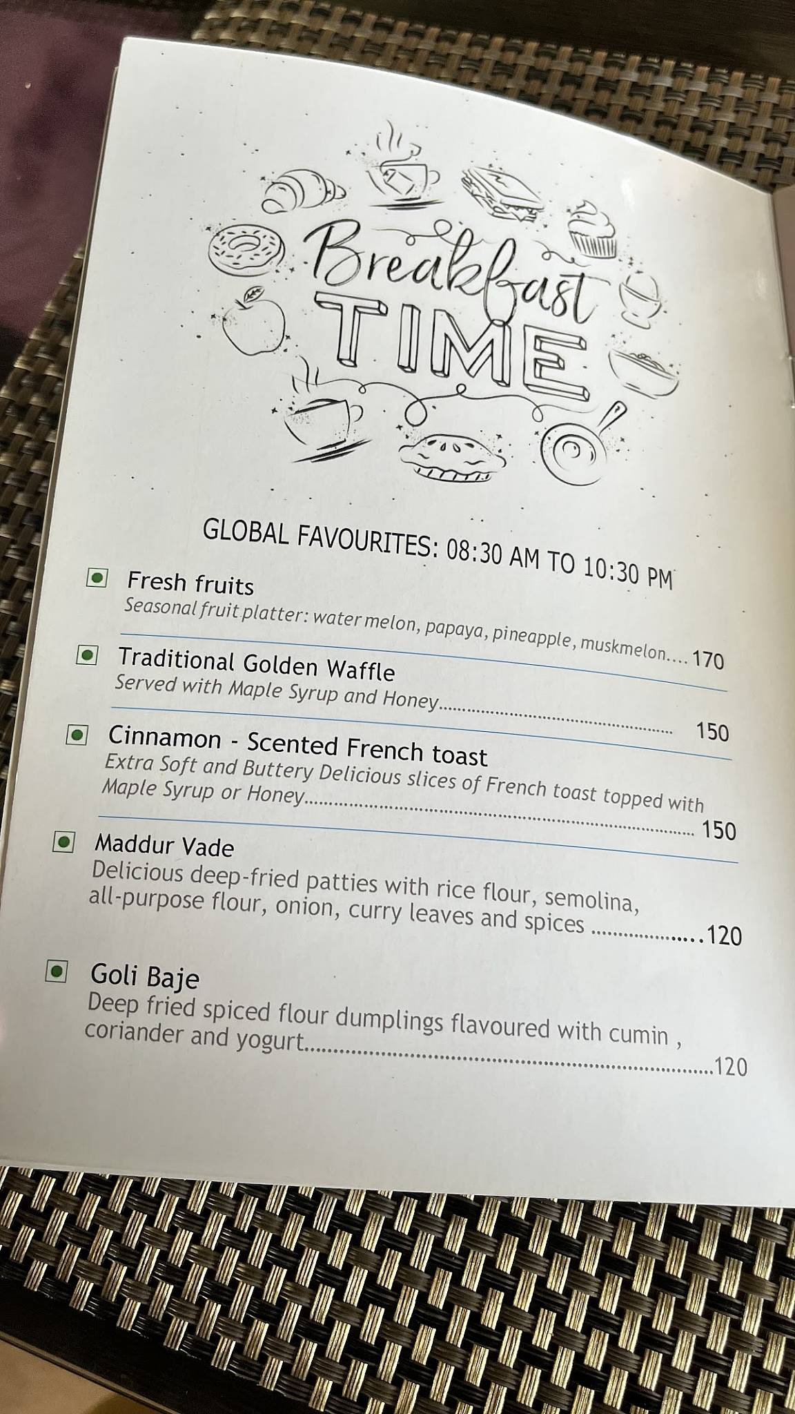 Menu at Salt Restaurant, Mysuru