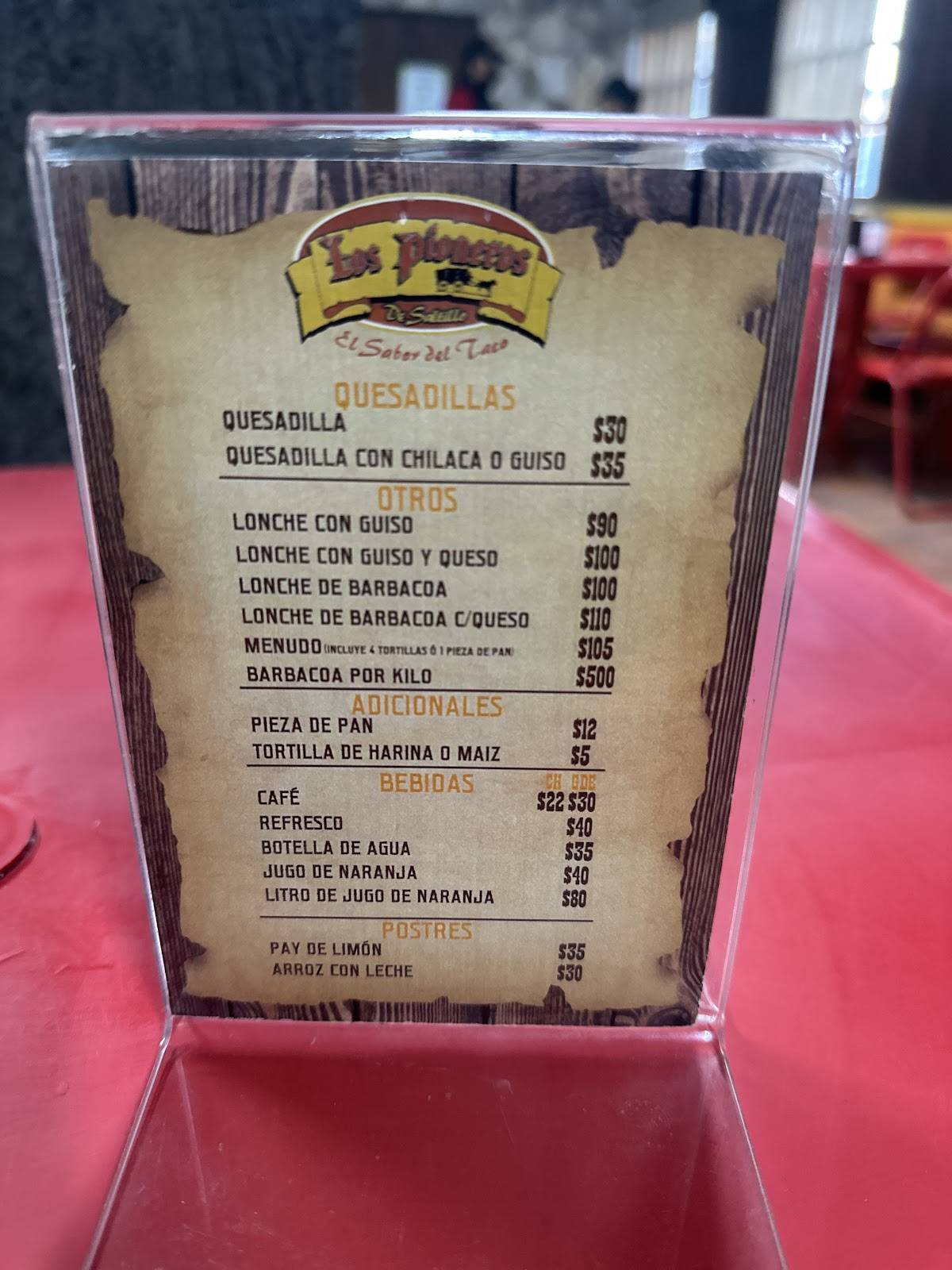 Carta del restaurante Tacos Los Pioneros, Saltillo, Carr. Monterrey ...
