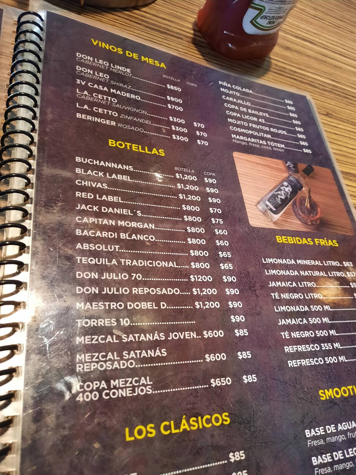 Carta del restaurante Tótem Norte, Saltillo