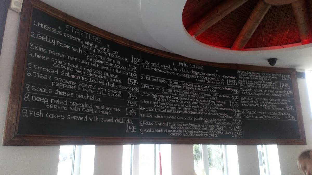 Menu at Sambuca South Shields restaurant, South Shields, The Dunes