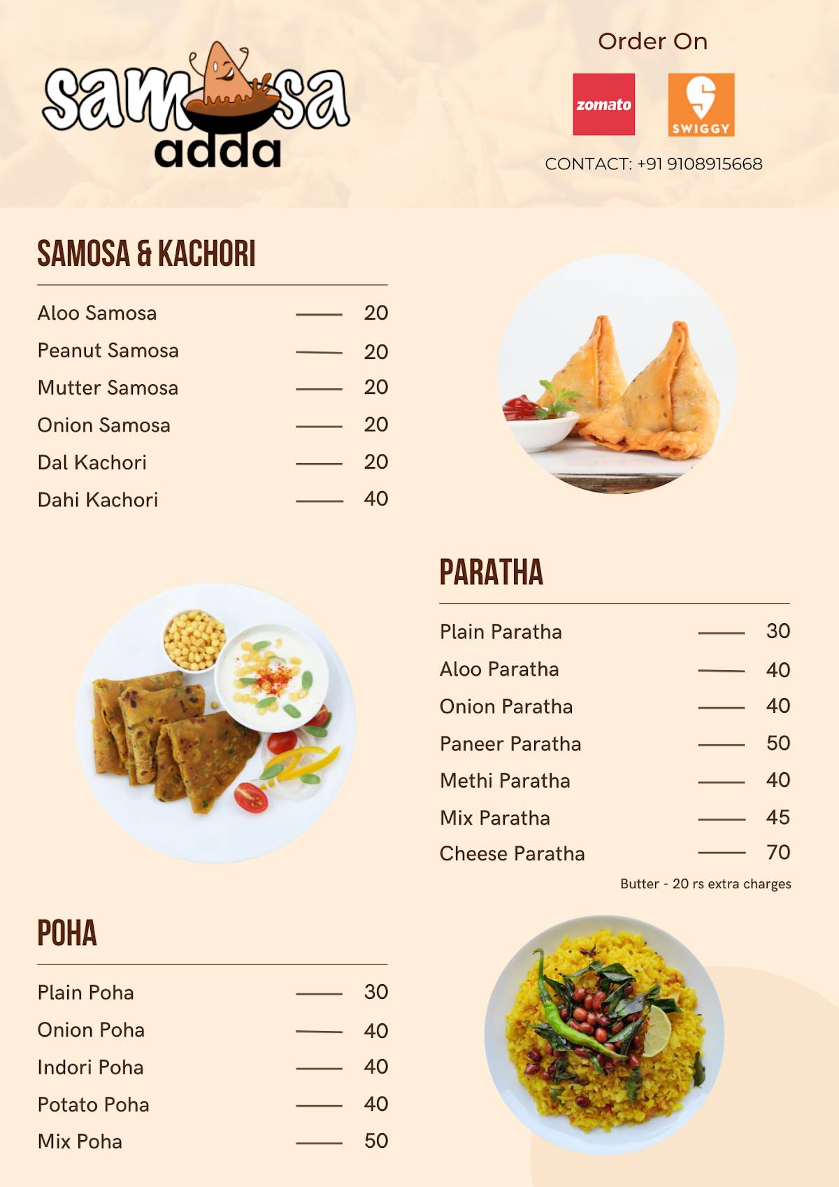 Menu at Samosa Adda, Bengaluru, Shop 2