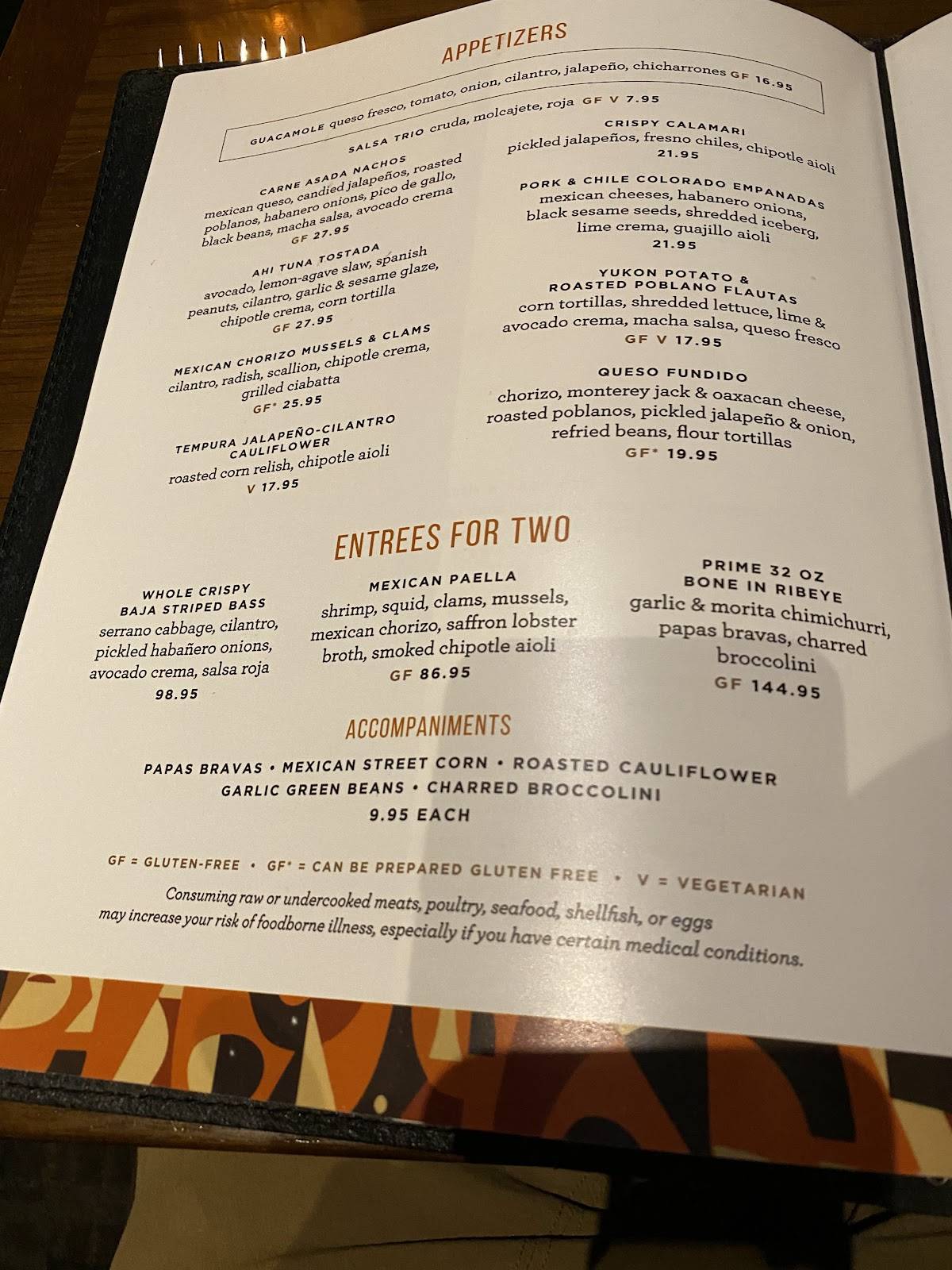 Menu at Coasterra restaurant, San Diego, 880 Harbor Island Dr