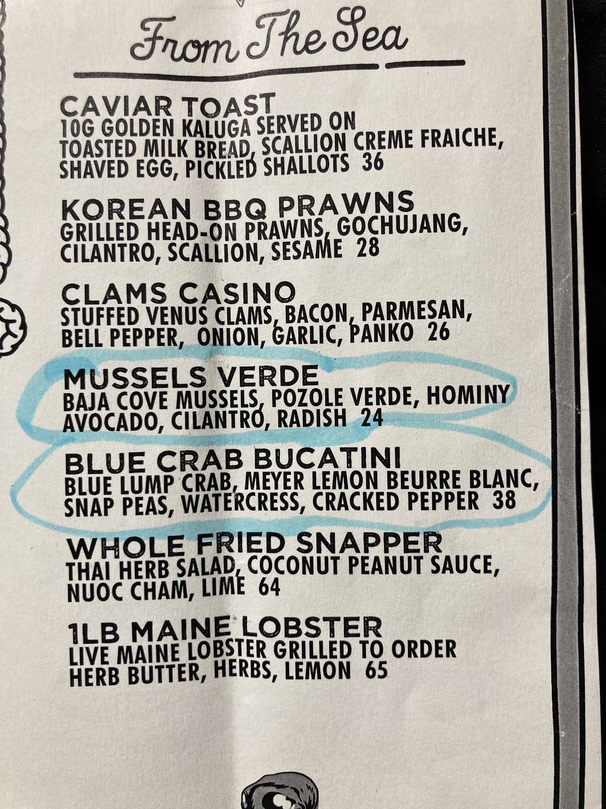 Menu at Ironside Fish & Oyster Bar, San Diego, India St