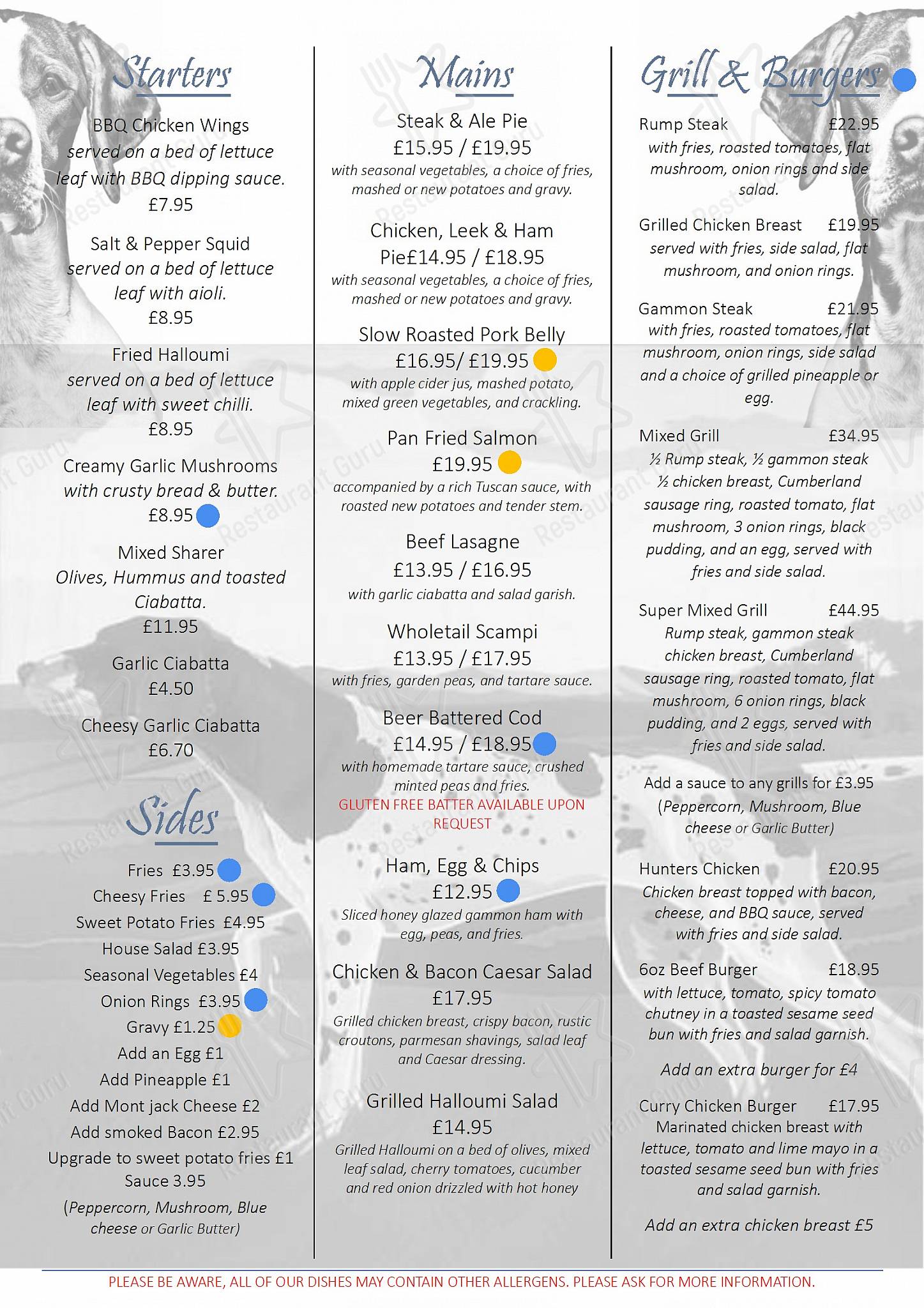 Menu at The Pointer Inn pub & bar, Sandown, High St
