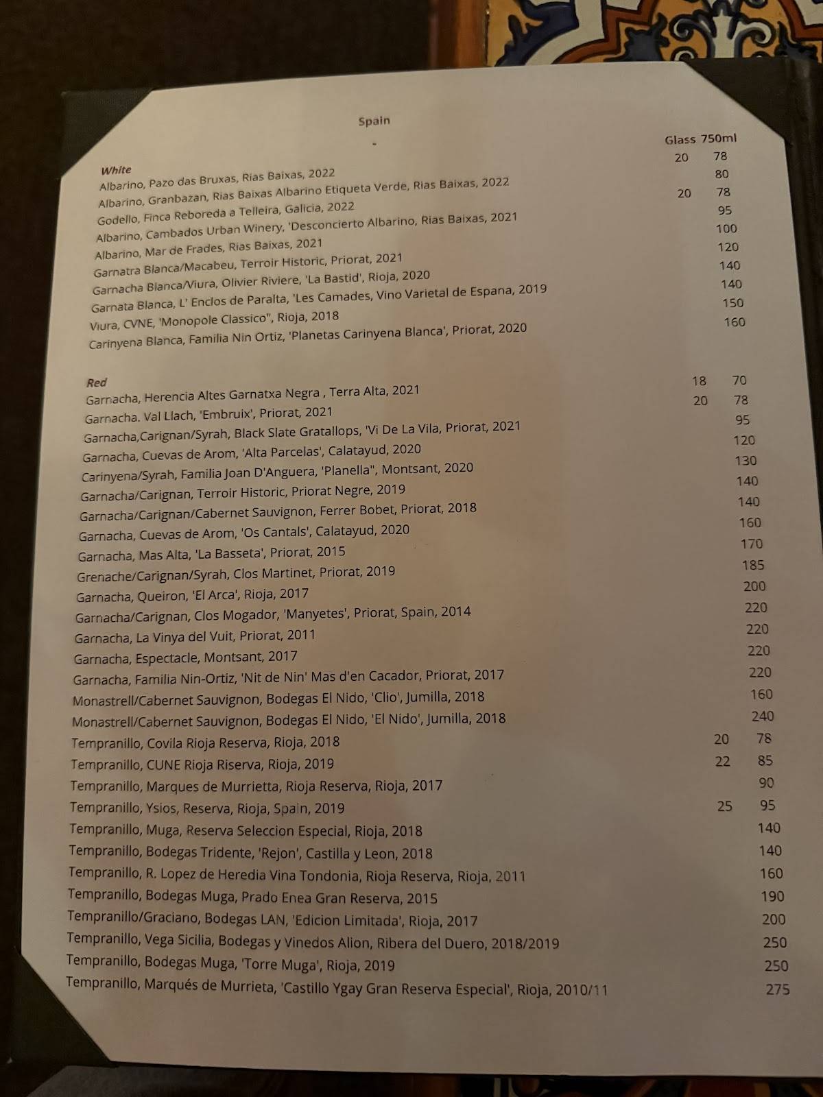 Menu at Sazón pub & bar, Santa Fe