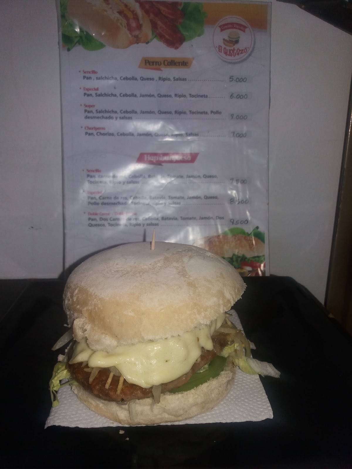 Carta del restaurante El Gustazo comidas rápidas, Santander del Quilichao