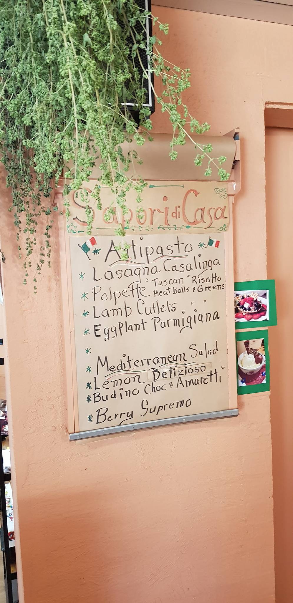 Menu at Sapori Di Casa & White Hill Gallery restaurant, Dromana