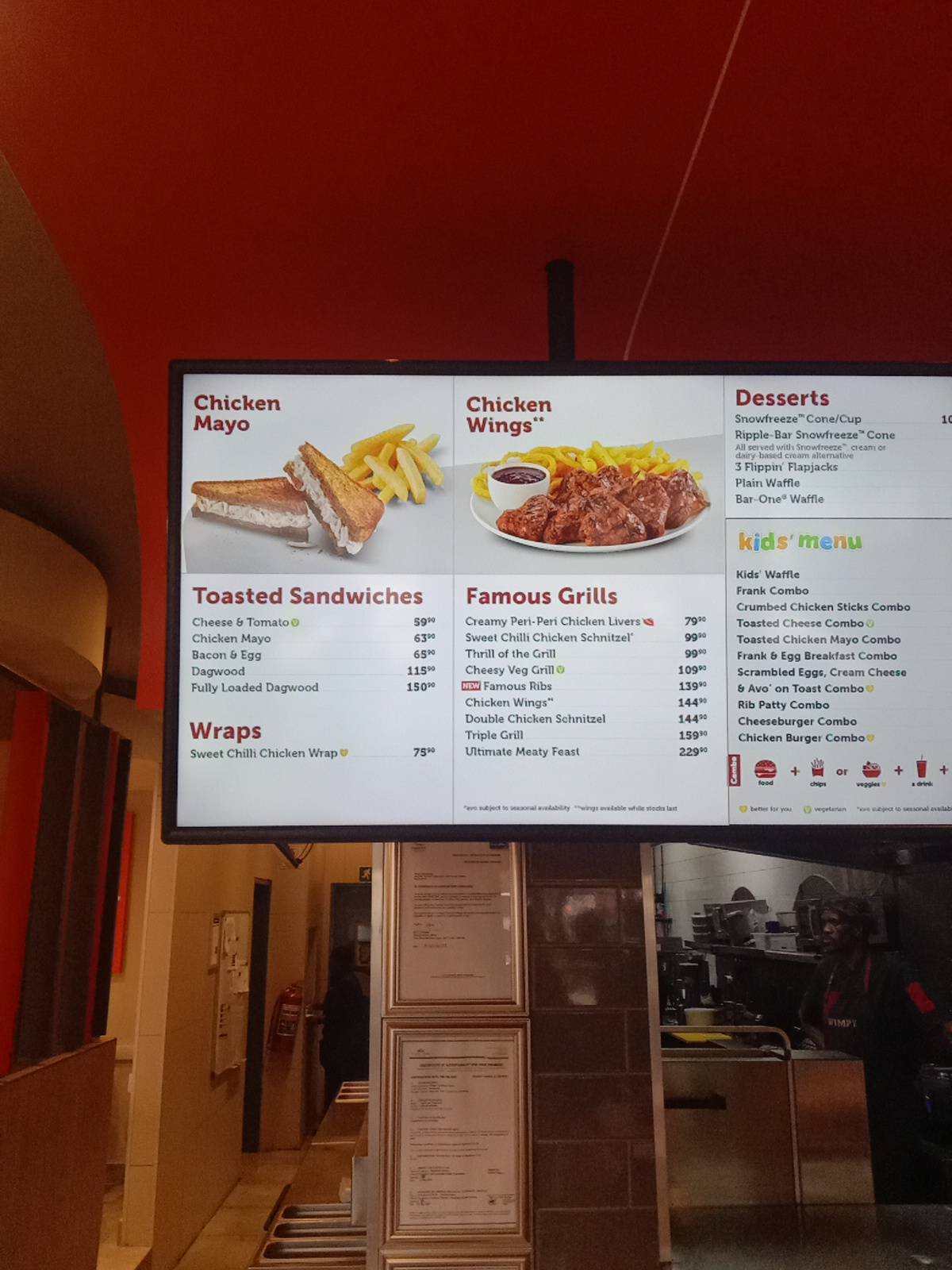Menu at Wimpy restaurant, Sasolburg, Shop 10A