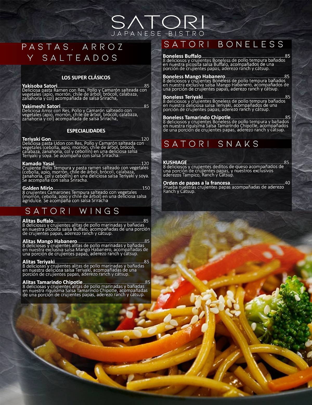 Menu at Satori Roll restaurant, Comonfort