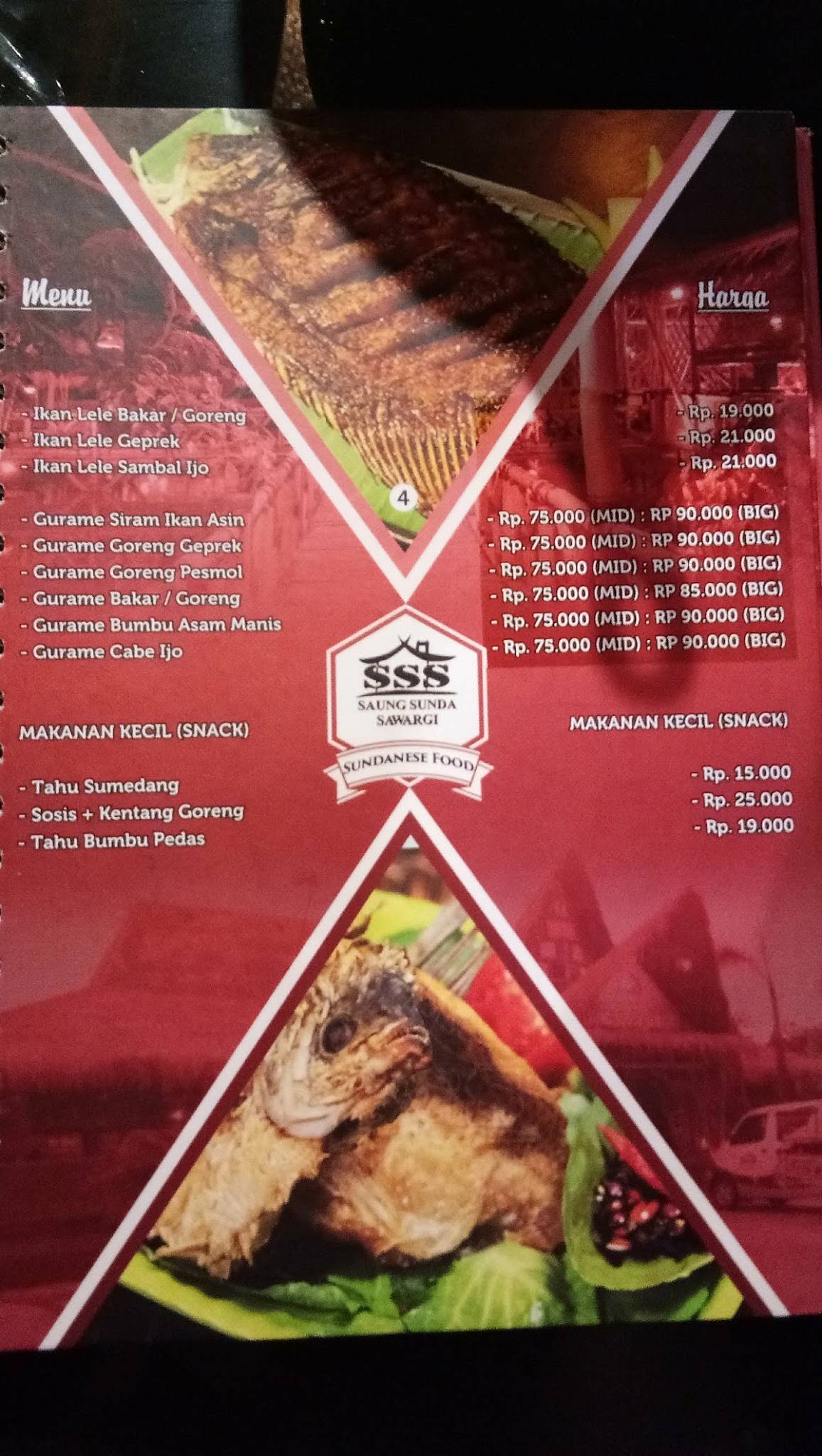 Menu at Saung Sunda Sawargi restaurant, Batam, 42JR+QHP