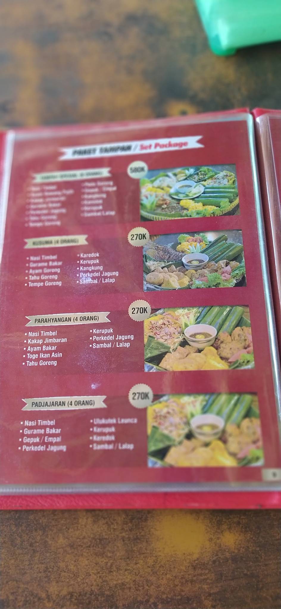 Menu at Saung Sunda Sawargi restaurant, Batam, 42JR+QHP