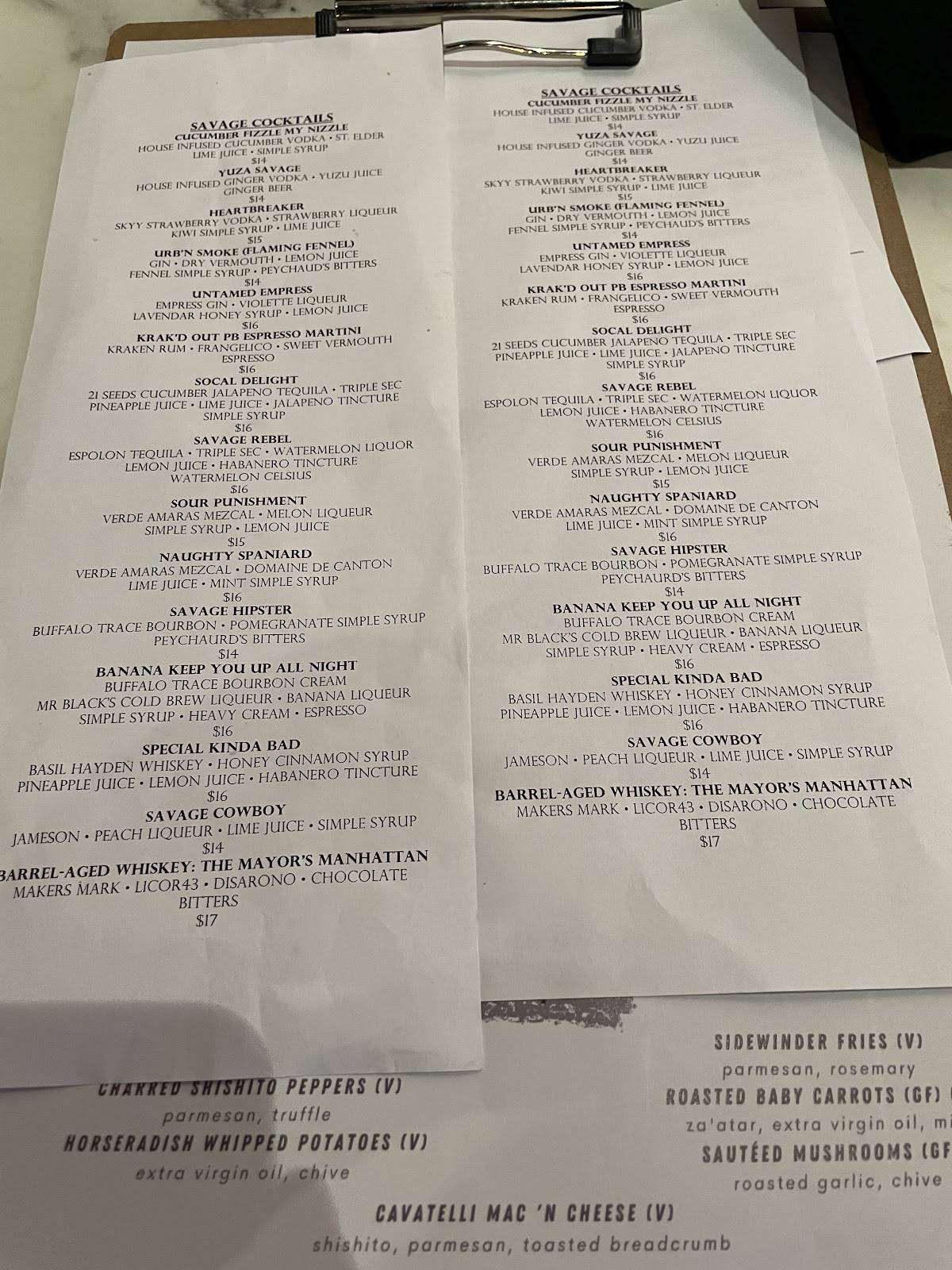 Menu at Savage Chef Bar & Grill, Menifee