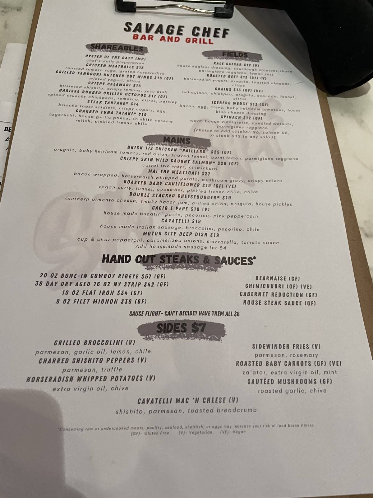 Menu at Savage Chef Bar & Grill, Menifee