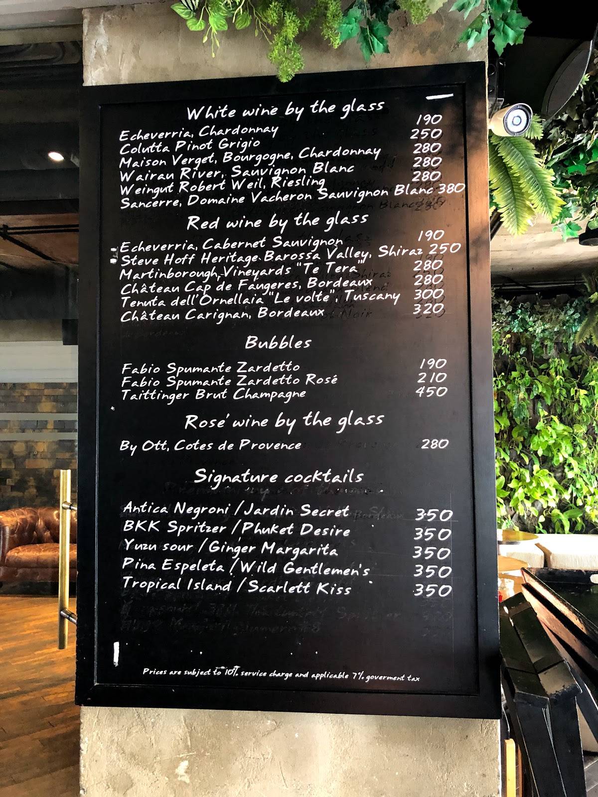 Menu at Scarlett Wine Bar & Restaurant, Bangkok
