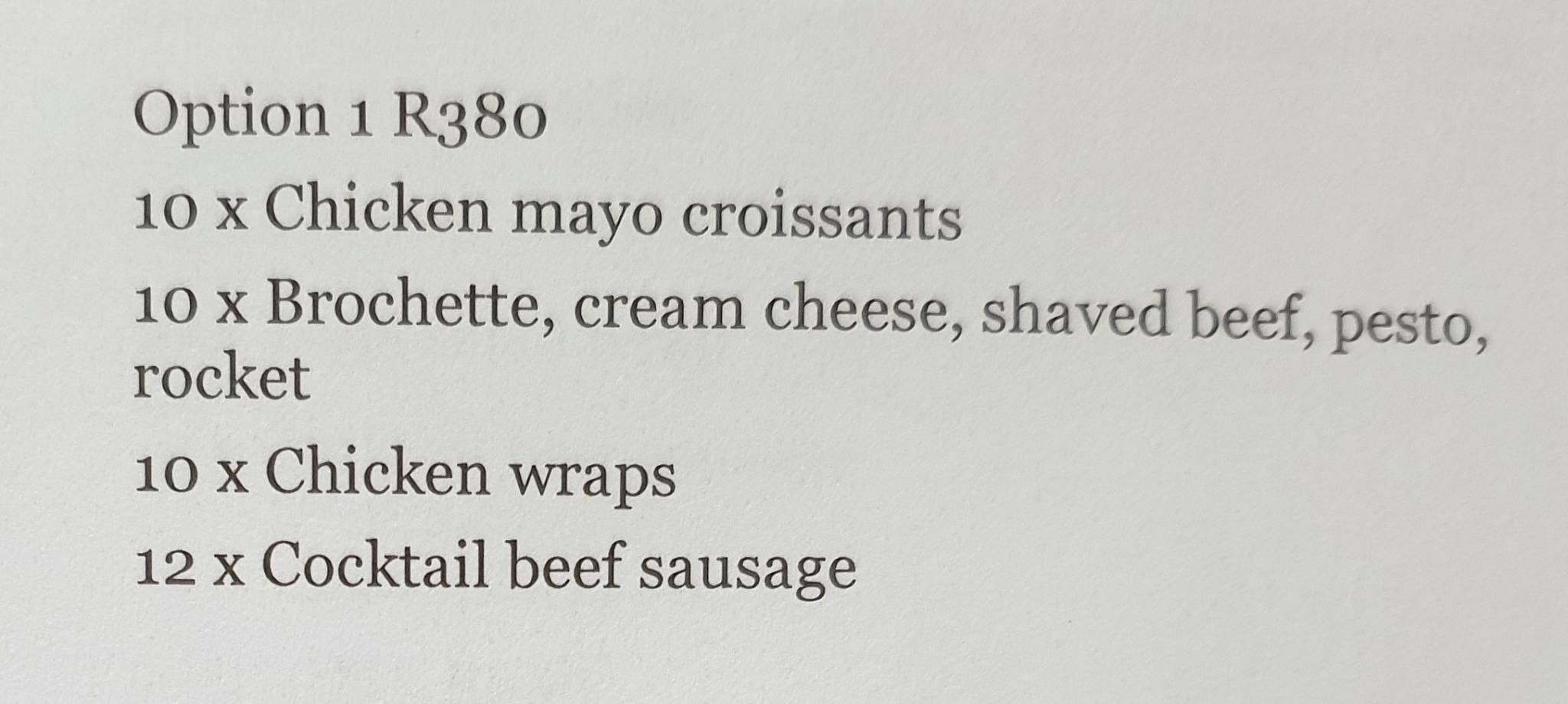 Menu at Schoongezicht Restaurant, Cape Town