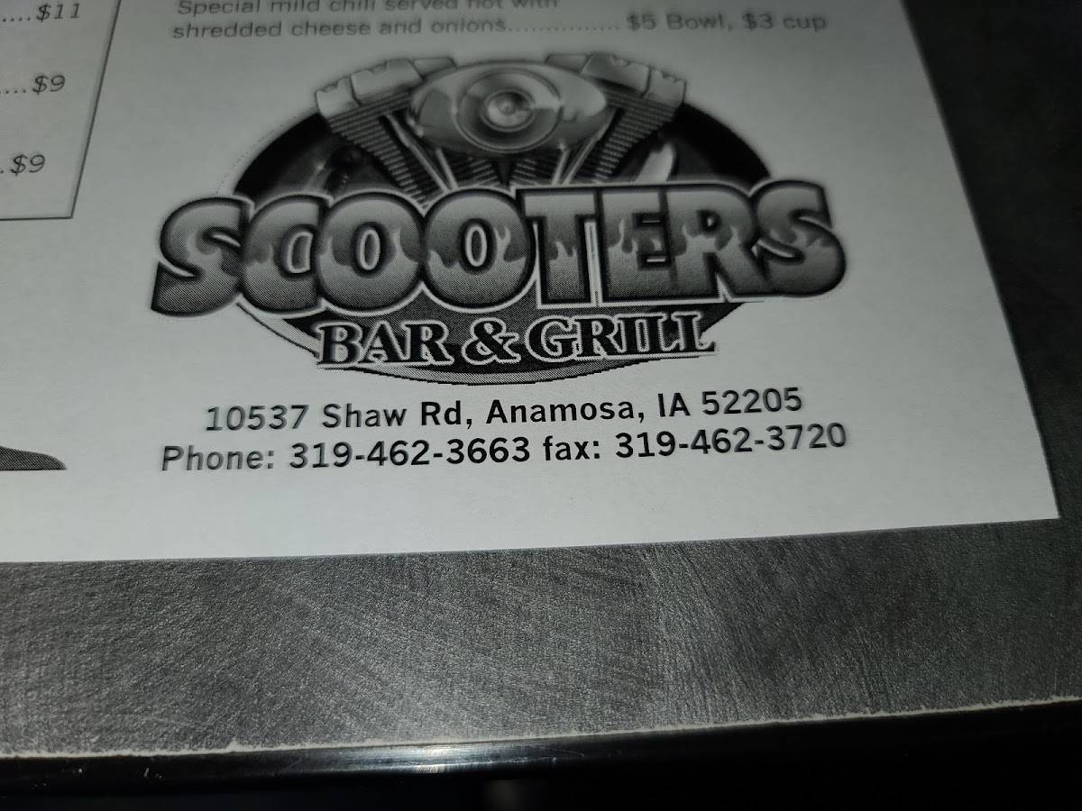 Menu at Scooters Bar & Grill, Anamosa