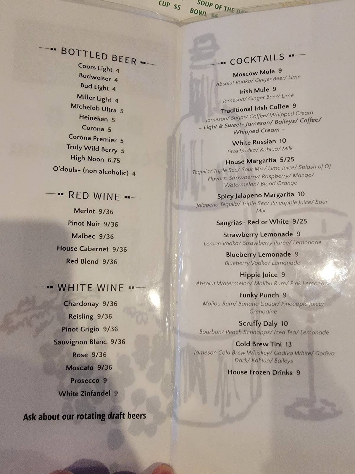 Menu at Scruffy Murphys pub & bar, Worcester