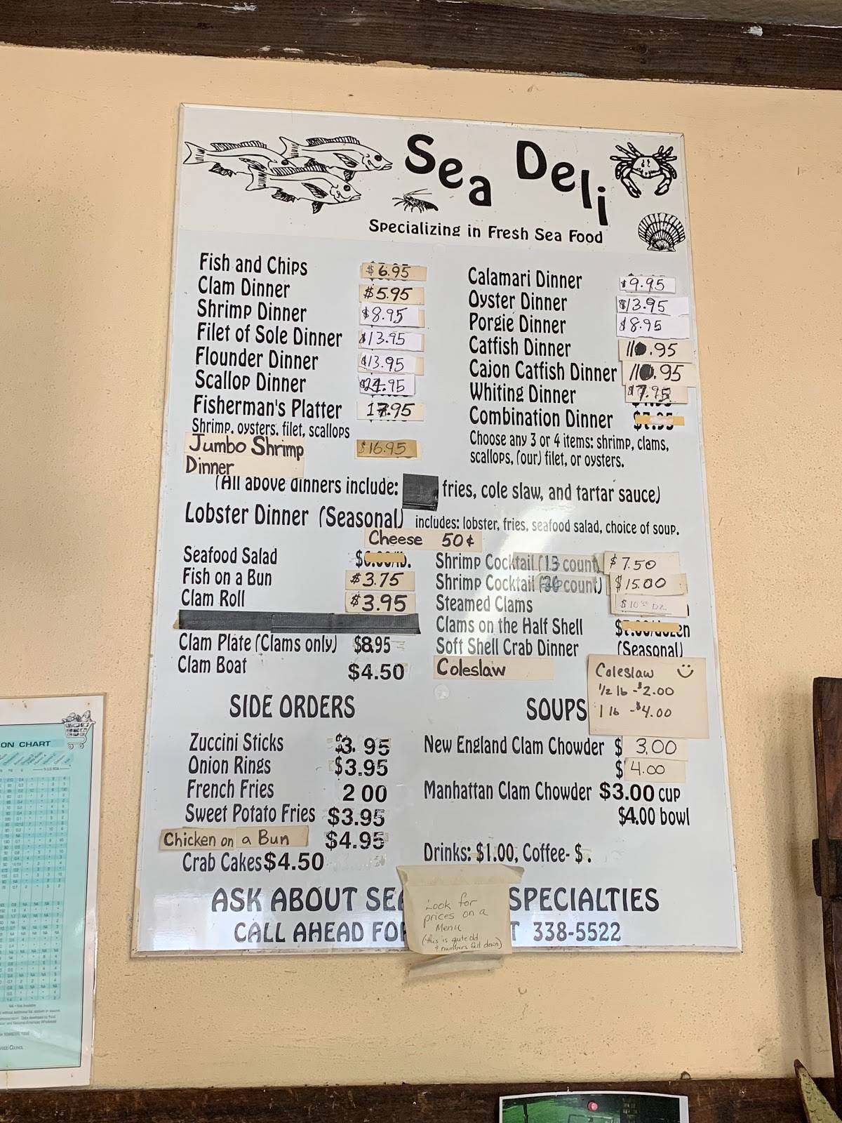 Menu at Sea Deli restaurant, Kingston